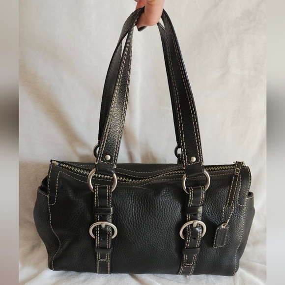 Coach | Bags | Coach Chelsea Blk Pebbled Leatherzip Satchel F887 | Poshmark